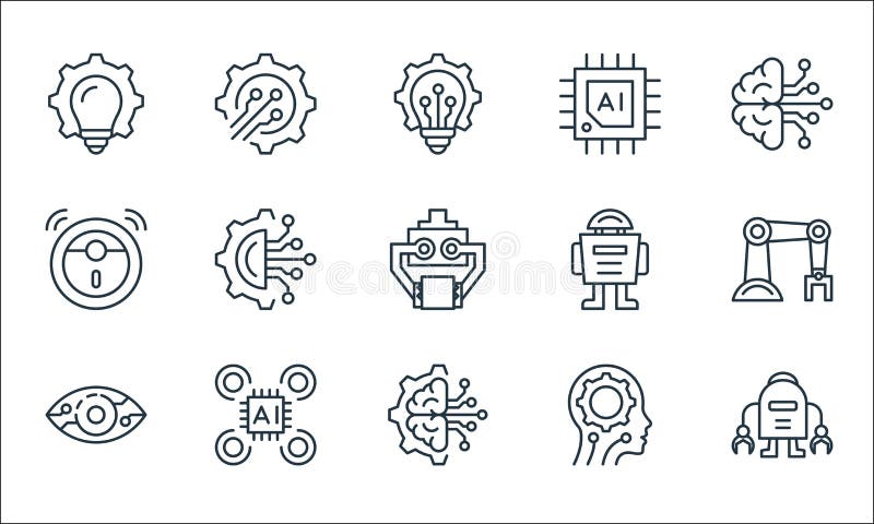 Robotics Line Icon Set, Artificial Intelligence Symbols Collection ...