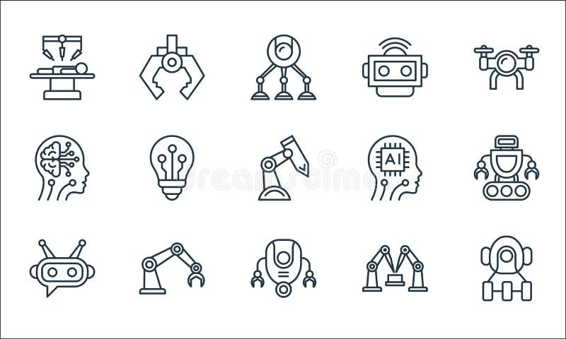 Robotics Line Icons. Linear Set Stock Vector - Illustration of concept ...