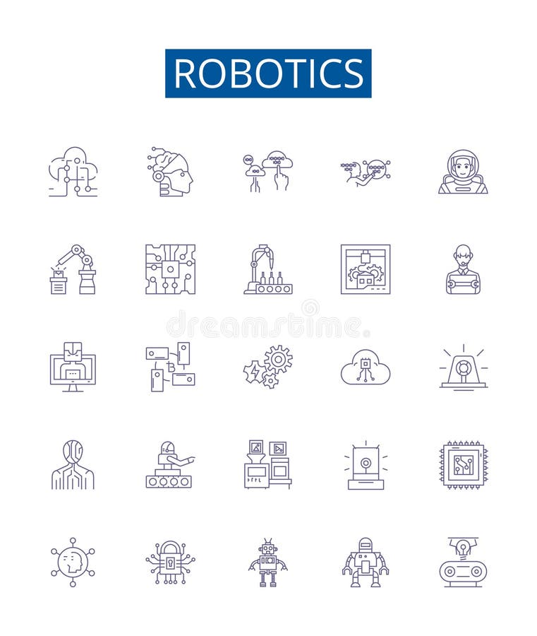 Robotics Line Icons Signs Set Design Collection Of Robotics Automation Artificial