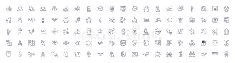 Robotics Line Icons Signs Set Design Collection Of Robotics Automation Artificial