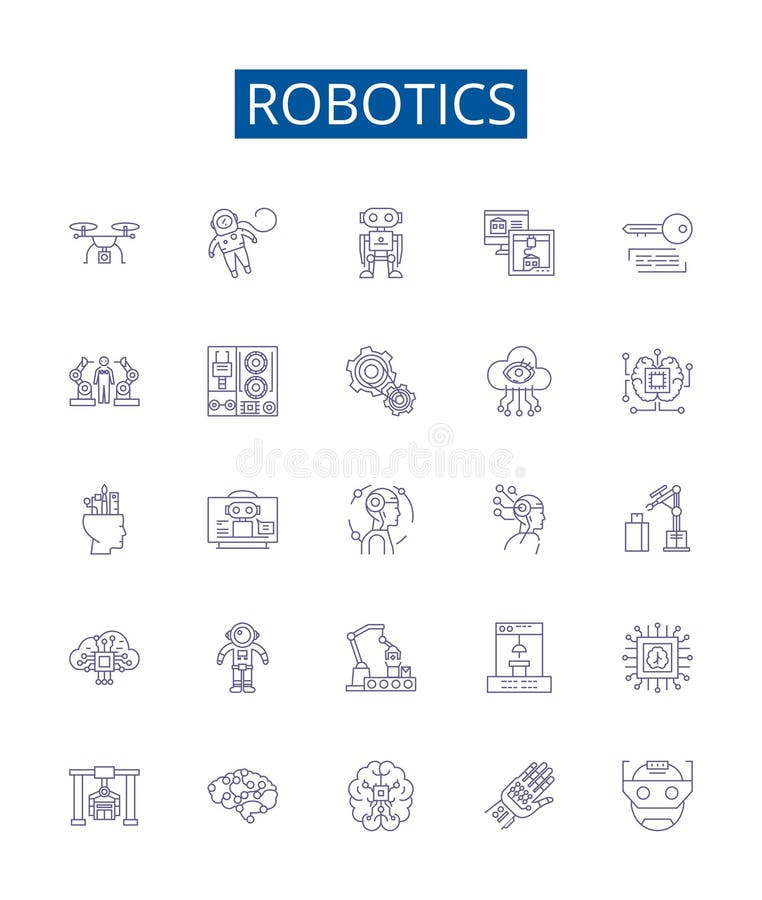 Robotics Line Icons Signs Set. Design Collection of Robotics, Automation, Artificial ...