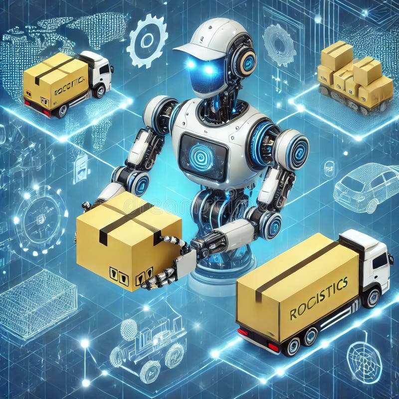 Robotics in Logistics an Illustration of a Robot Delivering Pack Stock Illustration ...