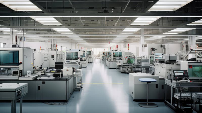 Robotics Machine Electronics Factory Stock Illustration - Illustration ...