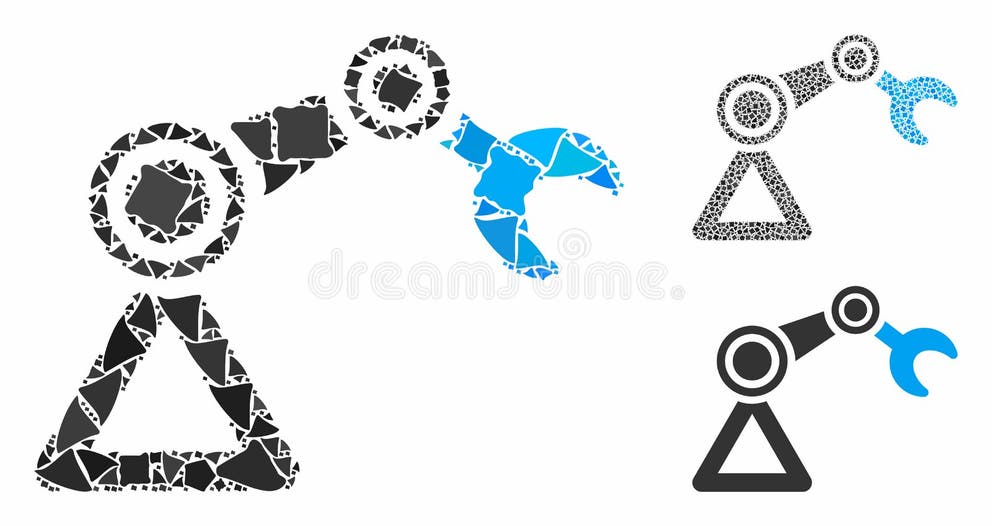 Robotics Manipulator Composition Icon of Raggy Pieces Stock Vector ...