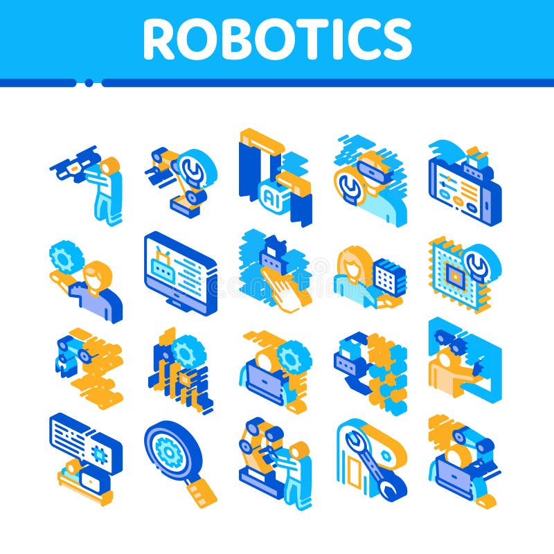 Robotics Master Isometric Icons Set Vector Stock Vector - Illustration ...