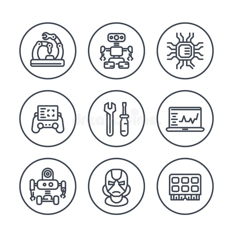 Robotics Line Icon, Robot, Mechanical Engineering Stock Vector ... Robotics Line Icon, Robot, Mechanical Engineering Stock Vector ...