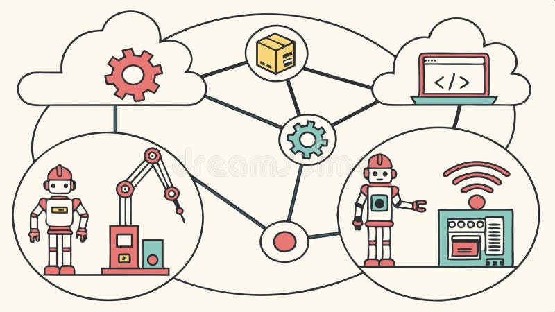 Robotics Network Robot Gear Icons Tech Automation Vector Design ...