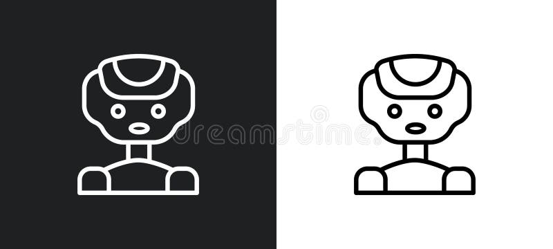 Robotics Outline Icon in White and Black Colors. Robotics Flat Vector ...