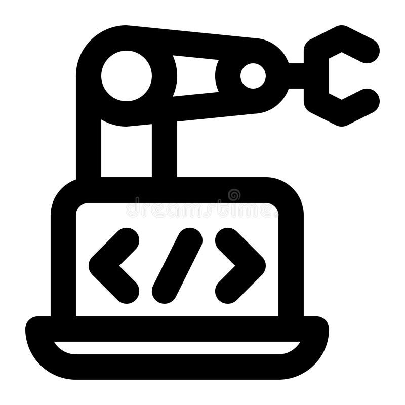 Robot Control, Automation Outline Icon Stock Image - Illustration of ...