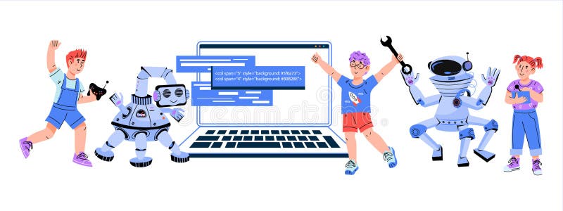 Robotics and Programming Education for Children, Flat Vector Isolated ... Robotics and Programming Education for Children, Flat Vector Isolated ...