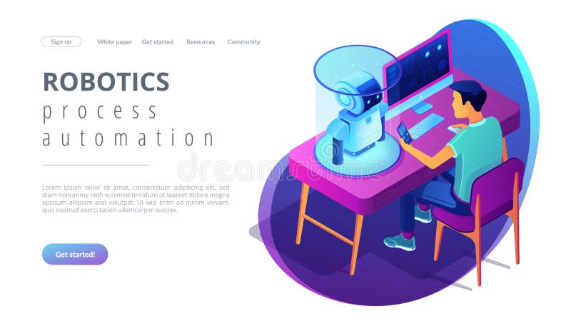 Robotics Programming Isometric3D Landing Page. Stock Vector ...