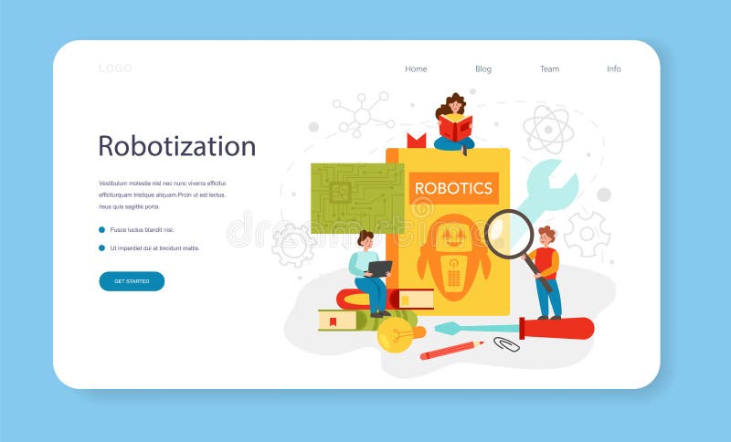 Robotics School Subject Web Banner or Landing Page. Robot Engineering ...