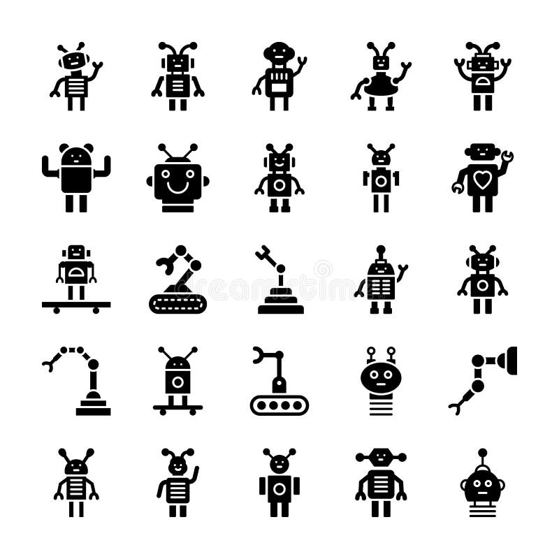Robotics Solid Icons stock illustration. Illustration of droid - 98206776