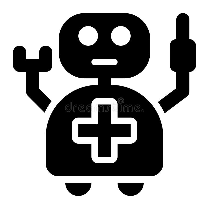 Robot Nurse Glyph Solid Icon Stock Illustration - Illustration of care ...