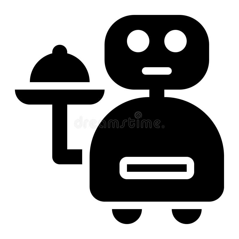 Robot Waiter, Service Glyph Solid Icon Stock Image - Illustration of ...