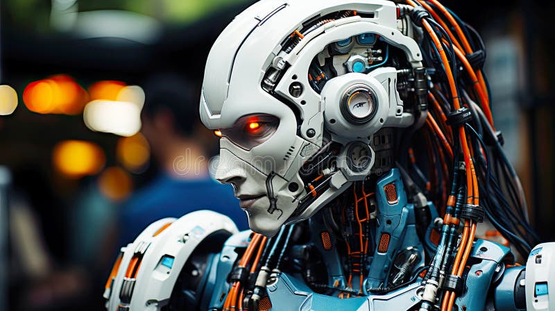 Robotics Technologies, Robot Head Close-up. Generative AI Stock ...