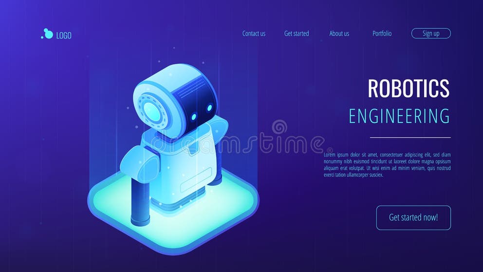 Robotics Technology Isometric3D Landing Page. Stock Vector ...