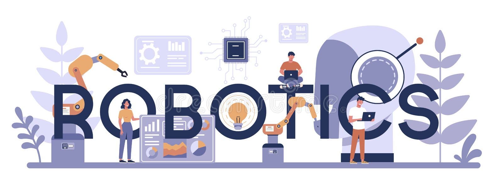 Robotics Typographic Header. Robot Engineering and Programming Stock Vector - Illustration of ...