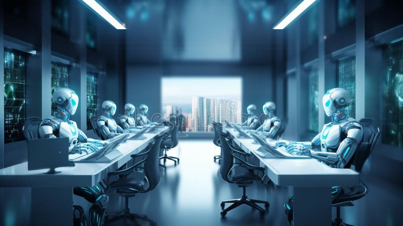 Robotics Using Multiple Computers Working and Monitor. Generative AI Stock Photo - Image of ...