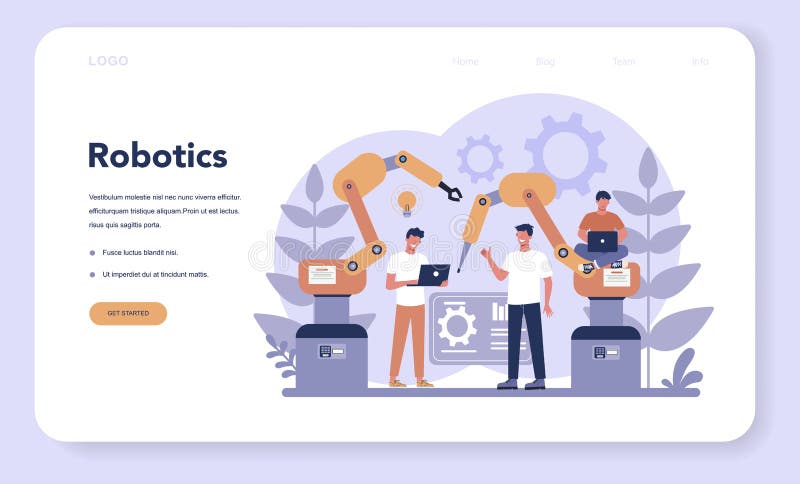 Robotics Web Banner Or Landing Page. Robot Engineering Stock Vector ...