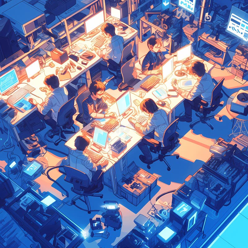 Robotics Workshop Team Collaboration Stock Illustration - Illustration ...