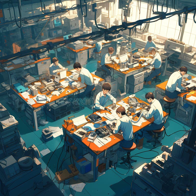 Robotics Workshop Team Engrossed in Research and Development Stock ...