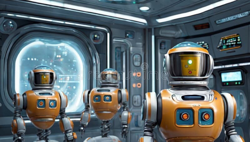 Robots Aboard a Space Station Stock Image - Image of spacecraft ...