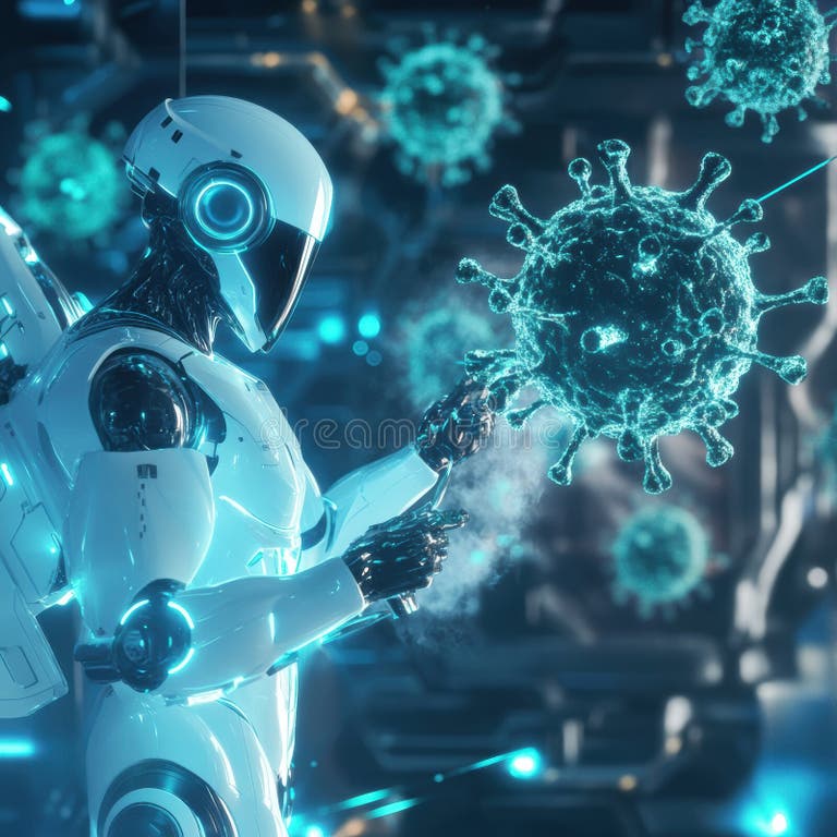 Robots Engaged in the Neutralization of Viruses in a Futuristic ...