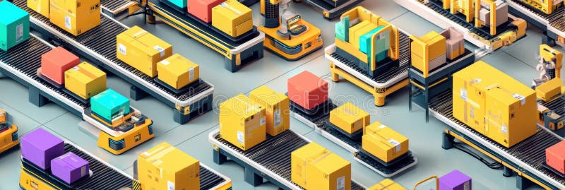 Warehouse Robots Efficiently Organizing Colorful Shipping Boxes in an ...