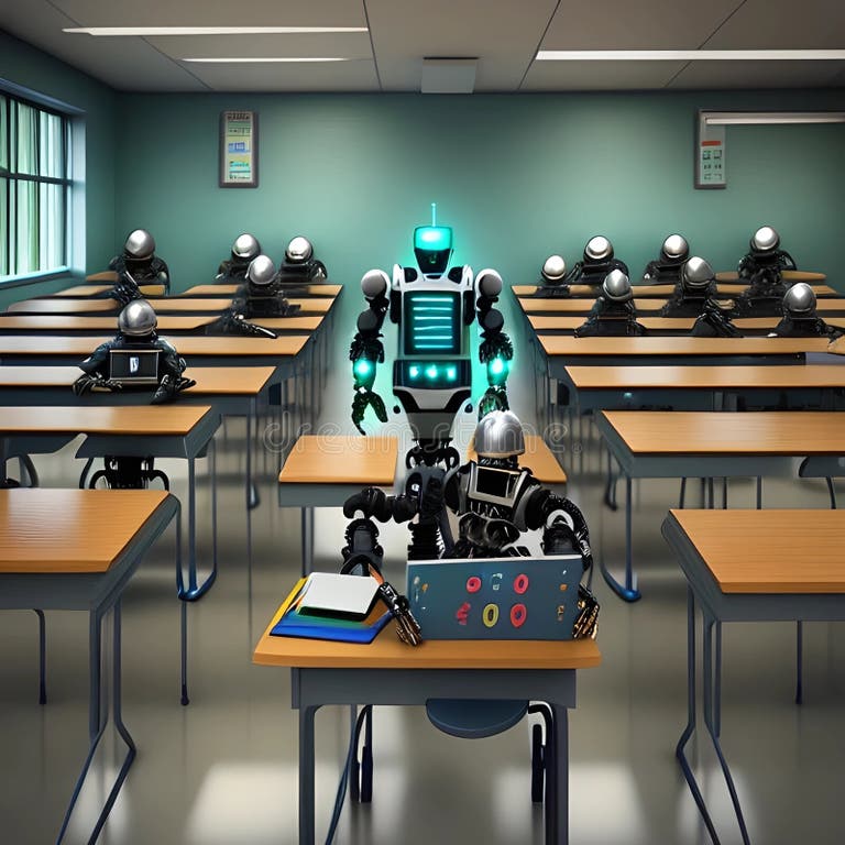 Robots in the Classroom Learning Concept, Generated by AI. Stock ...