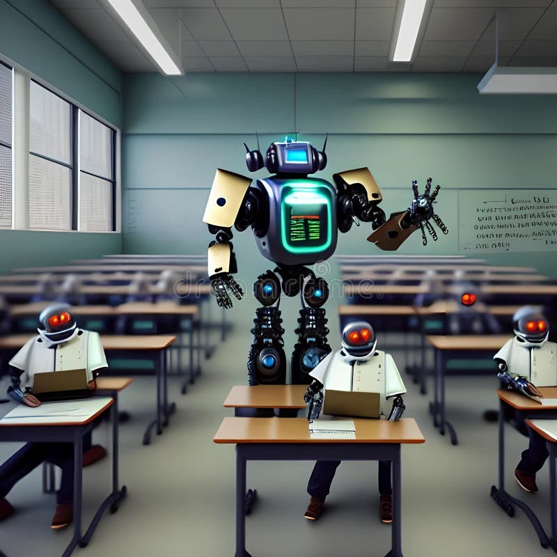 Robots In The Classroom Learning Concept Generated By Ai Stock Illustration Illustration Of 3299