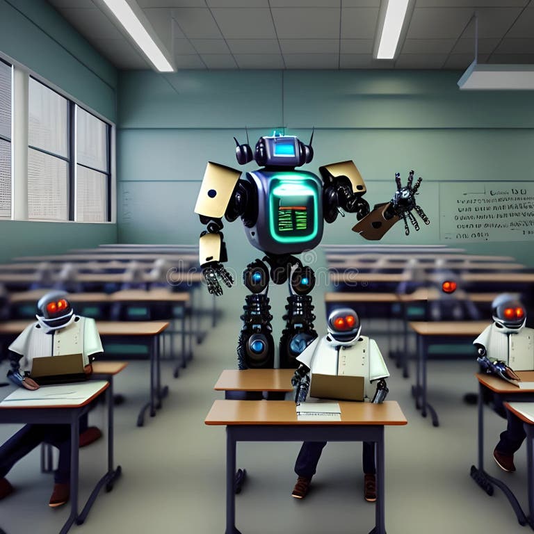Robots in the Classroom Learning Concept, Generated by AI. Stock ...