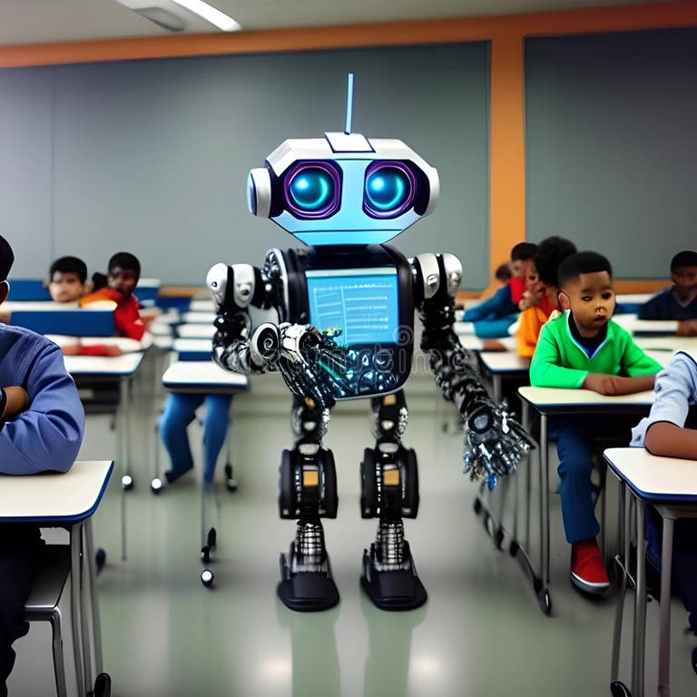 Robots in the Classroom Learning Concept, Generated by AI. Stock ...