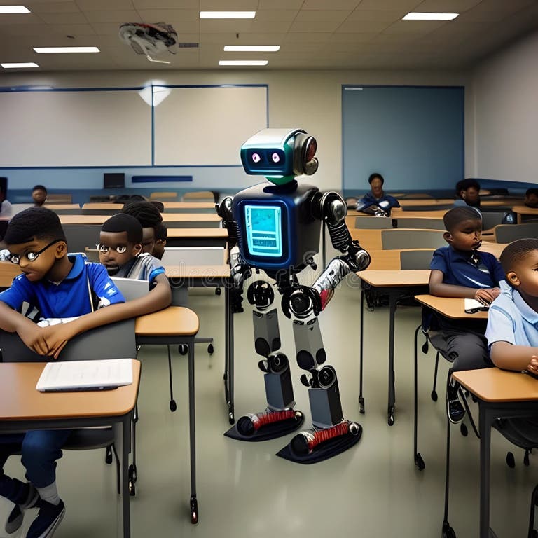 Robots in the Classroom Learning Concept, Generated by AI. Stock ...