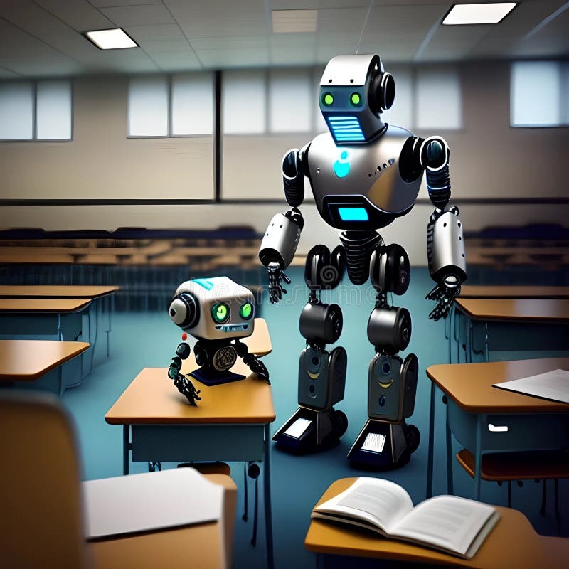 Robots in the Classroom Learning Concept, Generated by AI. Stock ...