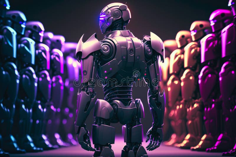 Robots Army Commander, Automation of Robotic Technical Processes. Stock ...