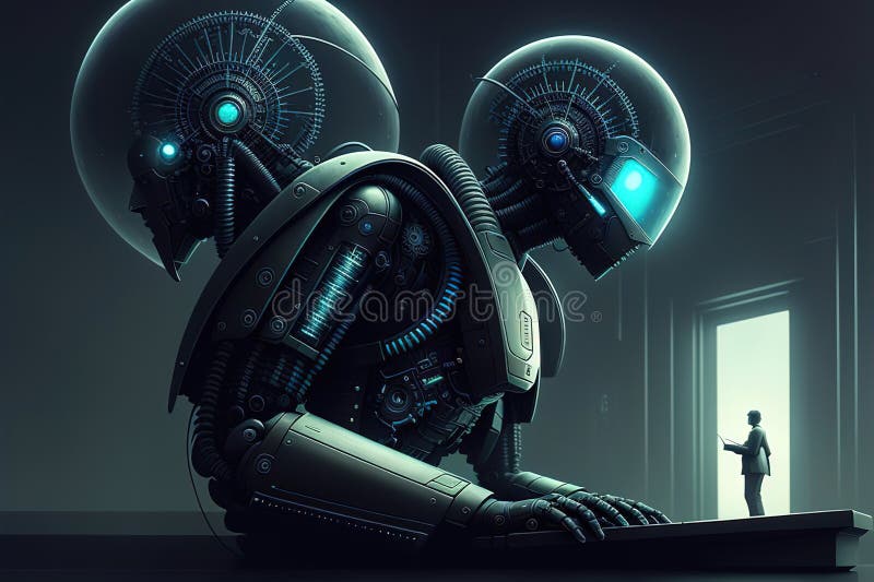 Robots. Artificial Intelligence. Illustration of Progress, Technology ...