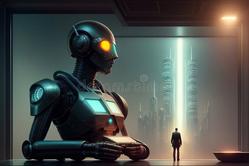 Robots. Artificial Intelligence. Illustration of Progress, Technology ...