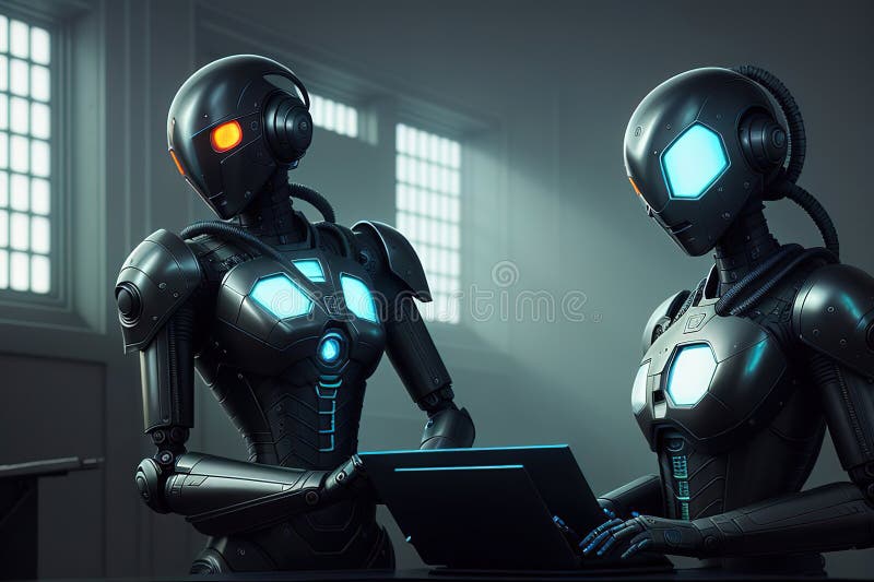 Robots. Artificial Intelligence. Illustration of Progress, Technology ...