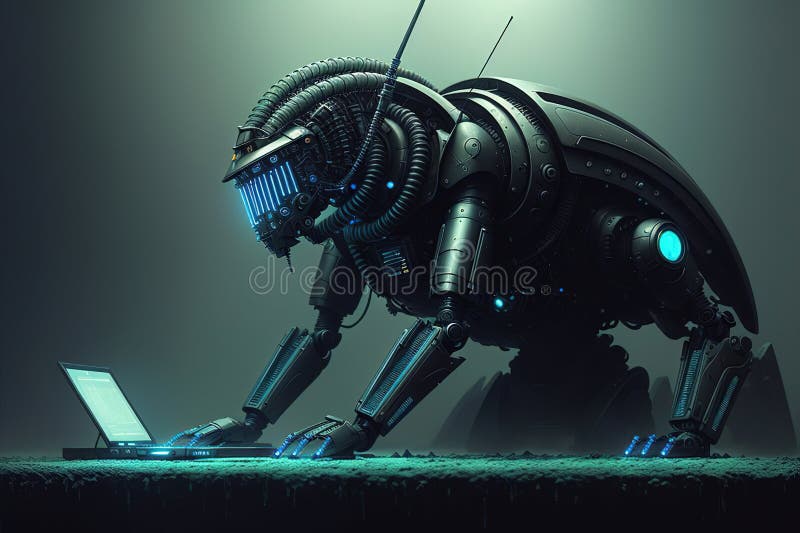 Robots. Artificial Intelligence. Illustration of Progress, Technology ...