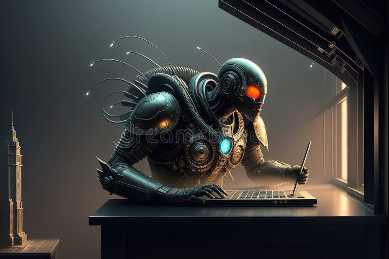 Robots. Artificial Intelligence. Illustration of Progress, Technology ...