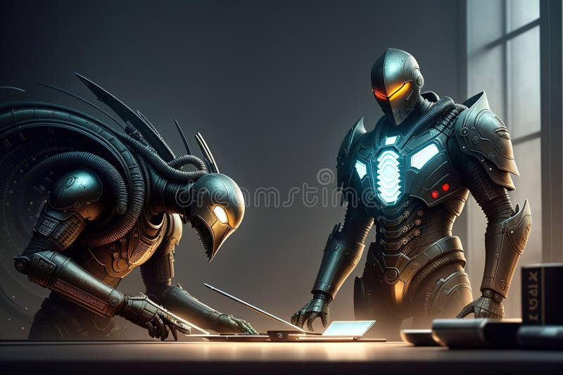 Robots. Artificial Intelligence. Illustration of Progress, Technology ...