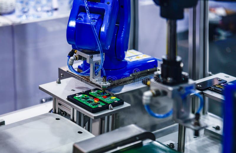 Robots for Assembling Electronic Circuit Boards in Factories Stock ...