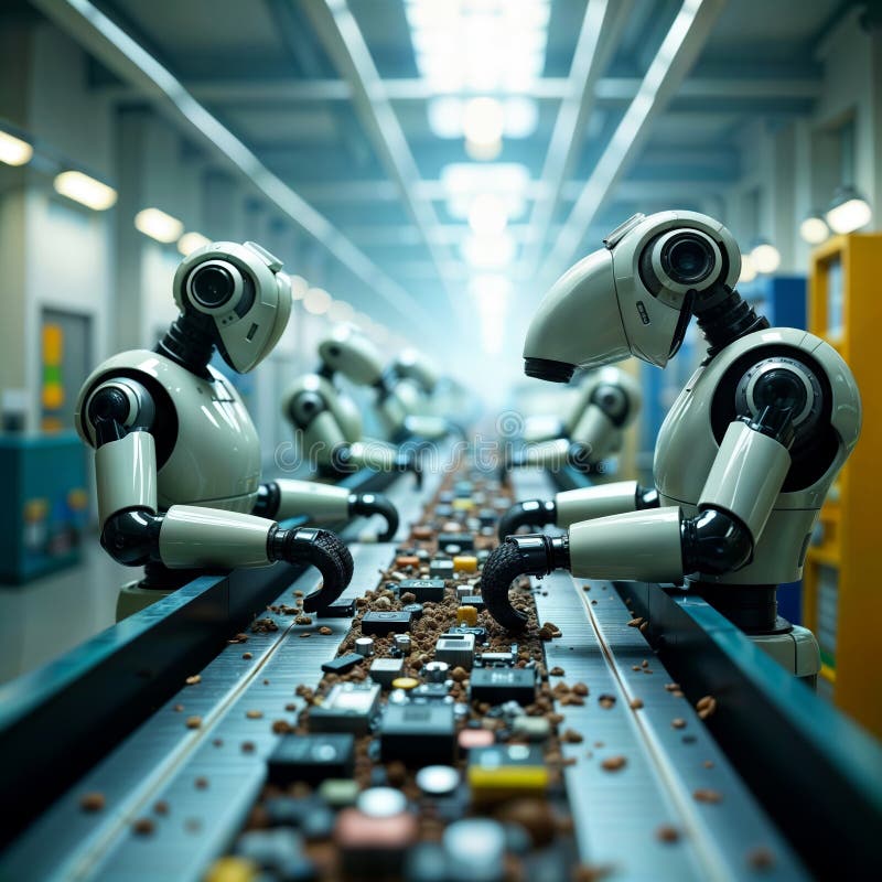Robots Processing Components on Modern Assembly Line, Generative Ai ...