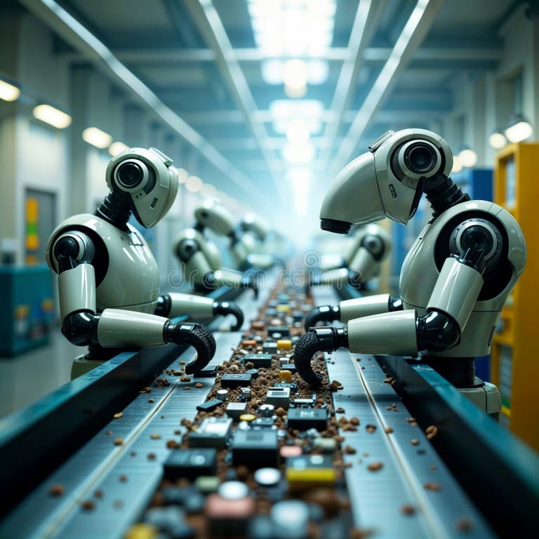 Robots Processing Components on Modern Assembly Line, Generative Ai ...