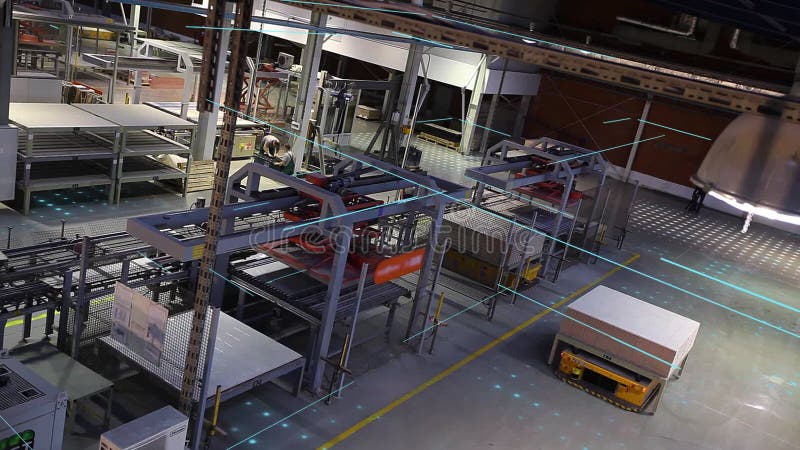 Robots in an Automated Factory. Visualization of Technologies in an Automated Factory. Automated ...