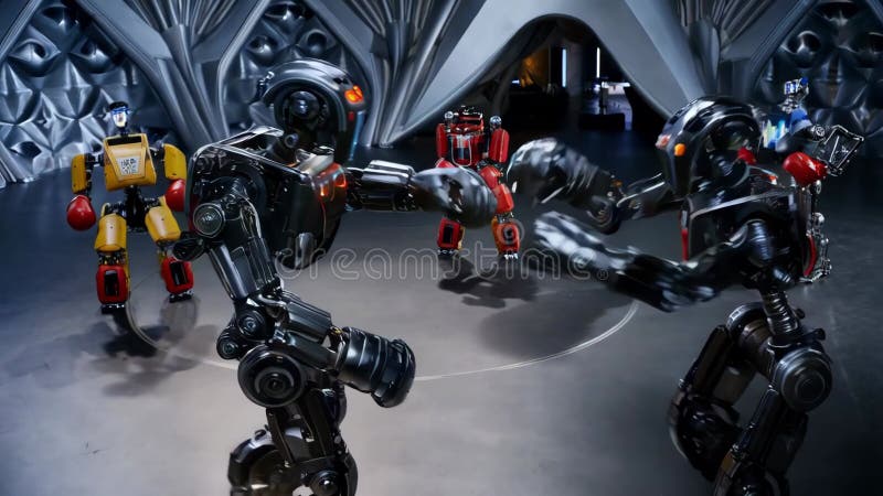 Robots Boxing in Futuristic Arena Stock Footage - Video of innovation ...