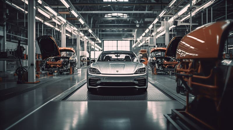 Robots on Car Assembly Line in a Thriving Factory. Generative AI Stock ...