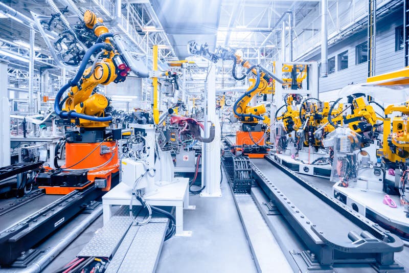 Robots in a car factory stock photo. Image of assembly - 23203752