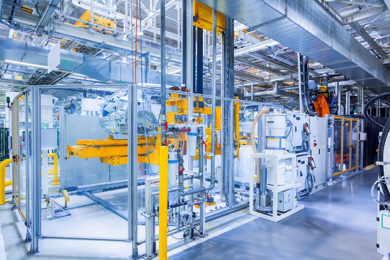Robots in a car plant stock photo. Image of modern, assembly - 170381730
